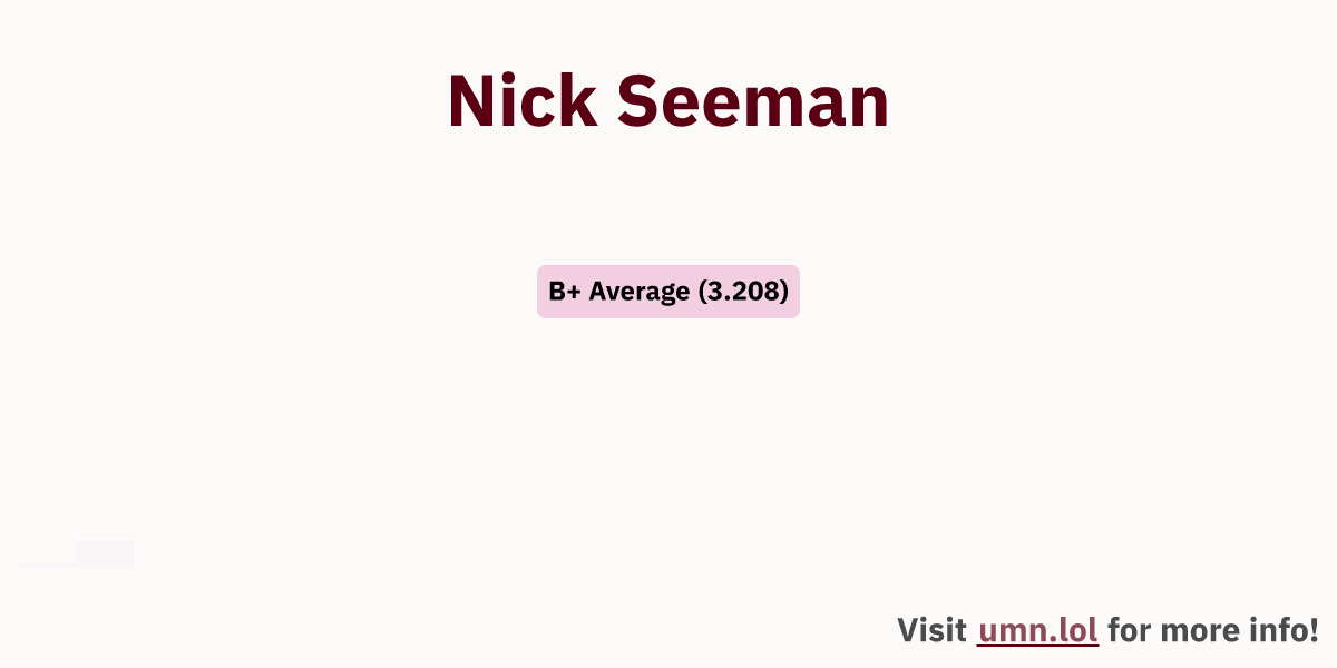Nick Seeman | GopherGrades