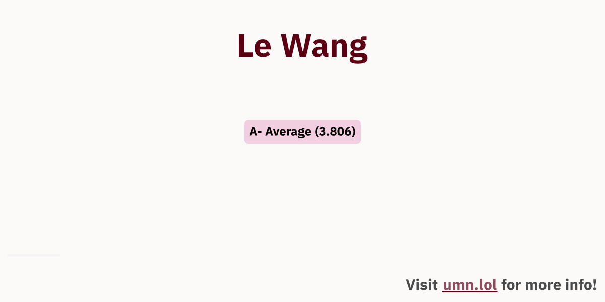 Le Wang | GopherGrades